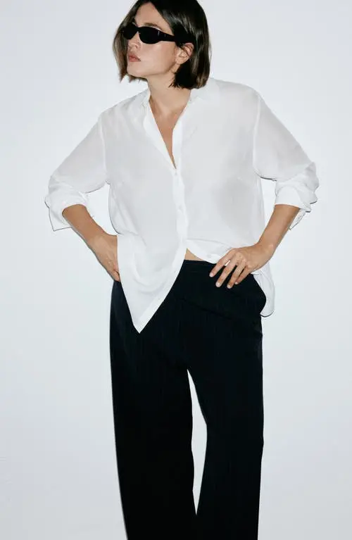 Mango Pinstripe Pleated Pants