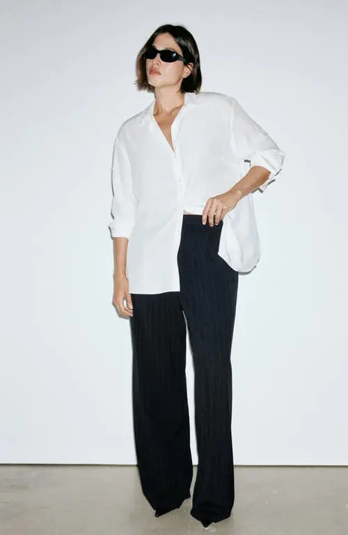Mango Pinstripe Pleated Pants