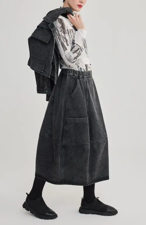LUUKAA Noa Balloon Denim Skirt