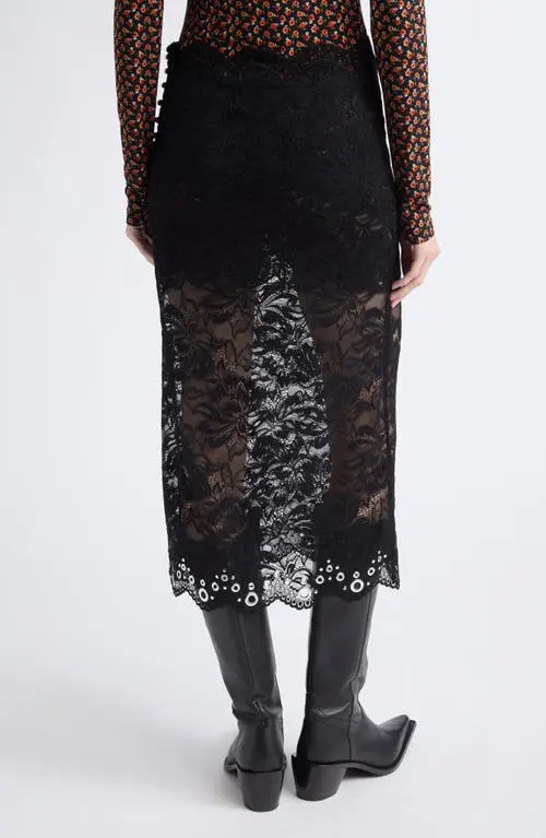 Rabanne Sheer Lace Midi Skirt - Black