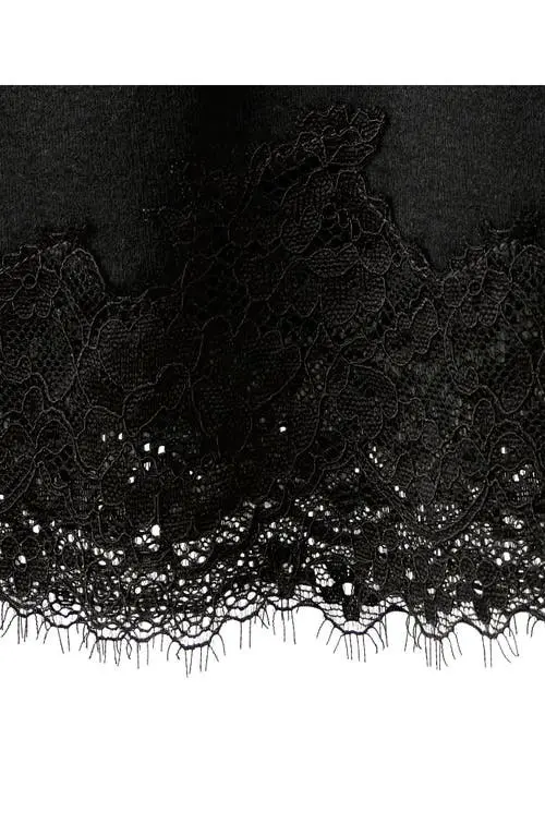 Mango Lace Detail Long Sleeve Top - Black