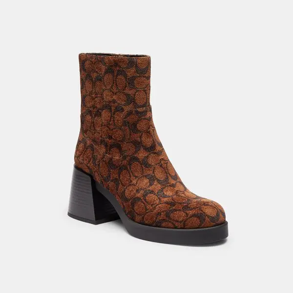 COACH OUTLET Block Heel Boot In Signature Chenille