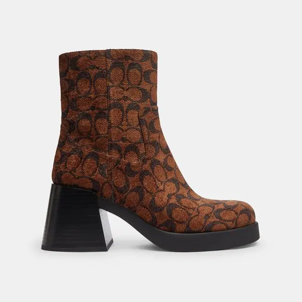 COACH OUTLET Block Heel Boot In Signature Chenille