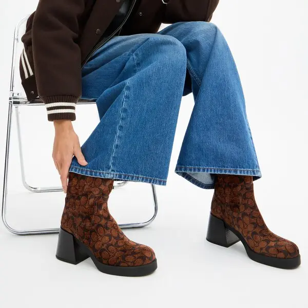 COACH OUTLET Block Heel Boot In Signature Chenille