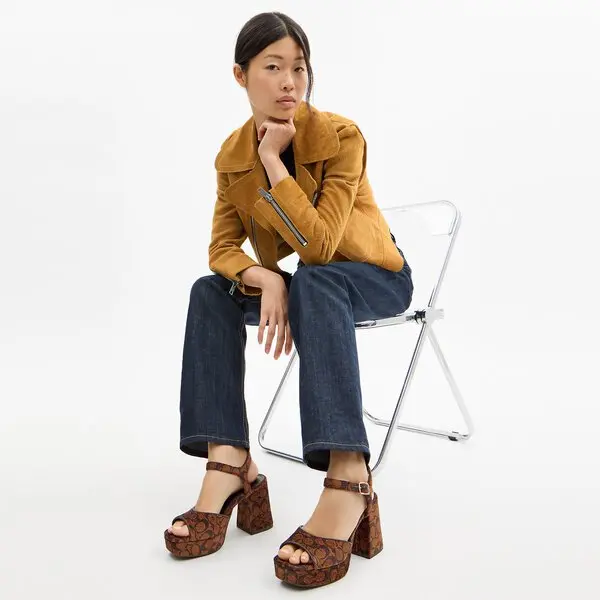 COACH OUTLET Block Heel Sandal In Signature Chenille