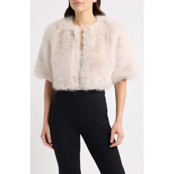 Anne Klein Faux Fur Shrug - Ivory Shell