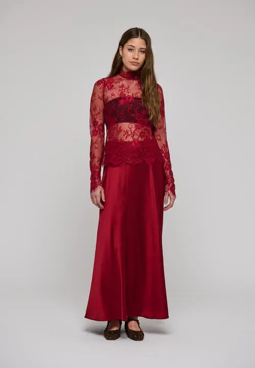 DEA KUDIBAL Christaldea High Neck Lace Floral Blouse
