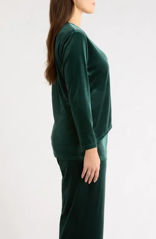 Anne Klein Velvet Faux Wrap Top - Pine Forest