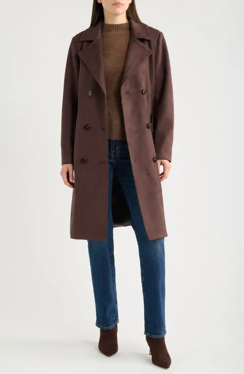 Bernardo Belted Faux Suede Trench Coat