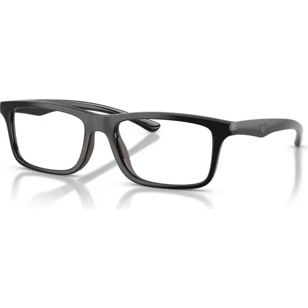 Emporio Armani 56mm Rectangle Optical Glasses - Black
