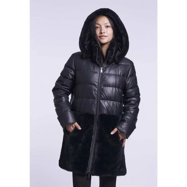 BLUE DUCK Hooded Leather Jacket