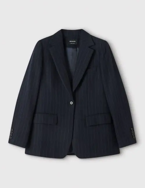 Whistles Pinstripe Wool Blend Blazer
