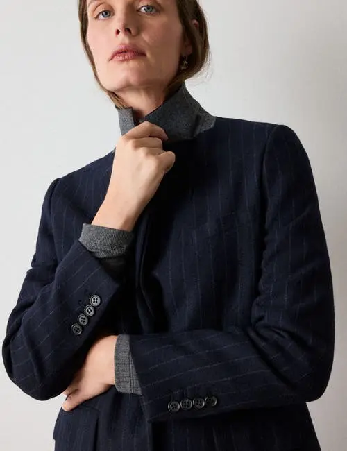 Whistles Pinstripe Wool Blend Blazer