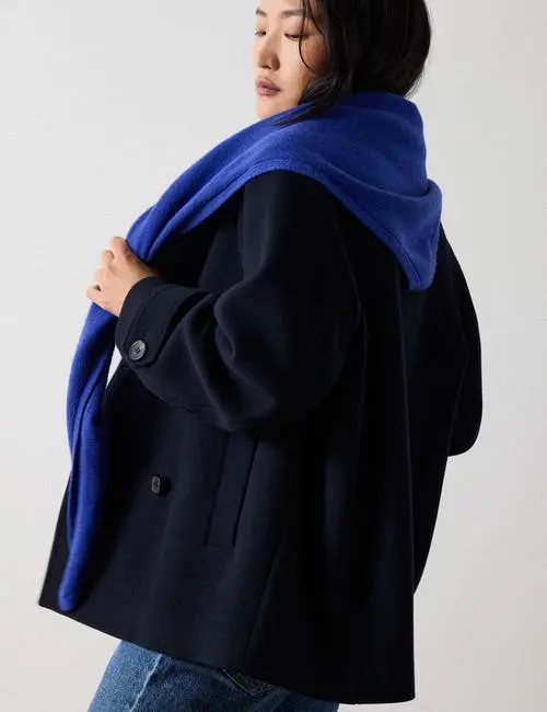 Whistles Wool Blend Double Breasted Collard Coat