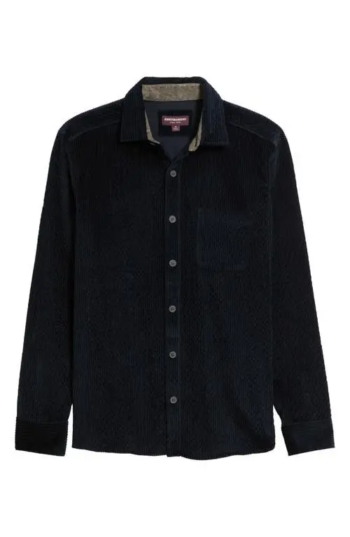 Johnston & Murphy Cutler Solid Stretch Cotton Corduroy Button-up Shirt - Navy