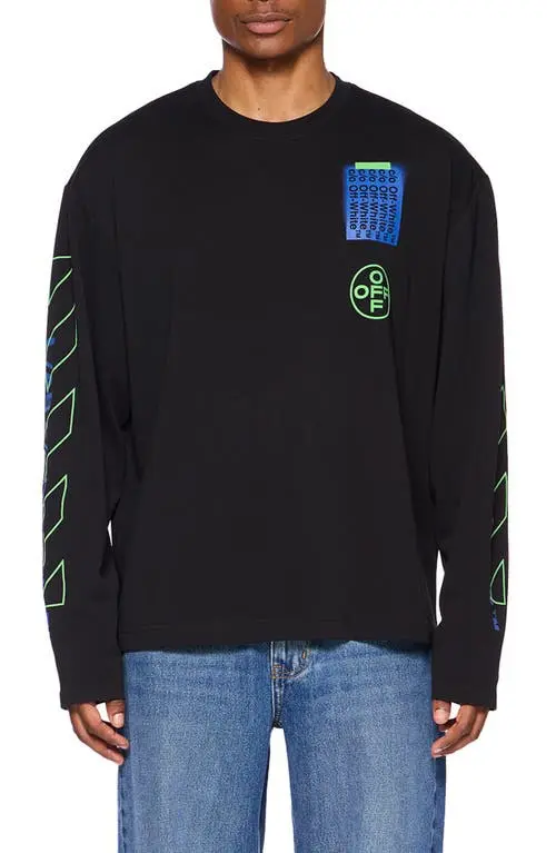 L/AB C/O OFF-WHITE Off Active Long Sleeve Cotton Graphic T-shirt