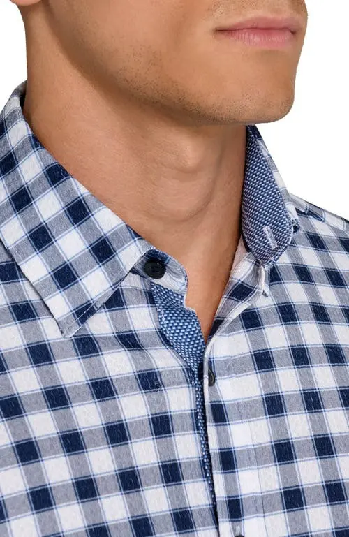 CON.STRUCT Slim Fit Textured Harlow Plaid Performance Long Sleeve Shirt