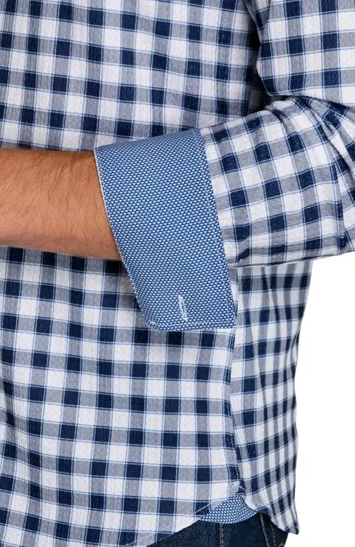 CON.STRUCT Slim Fit Textured Harlow Plaid Performance Long Sleeve Shirt