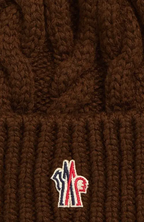 Moncler Cable Knit Virgin Wool Blend Beanie