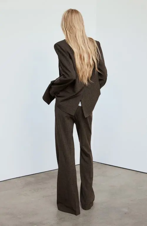 Mango Houndstooth Straight Leg Suit Pants