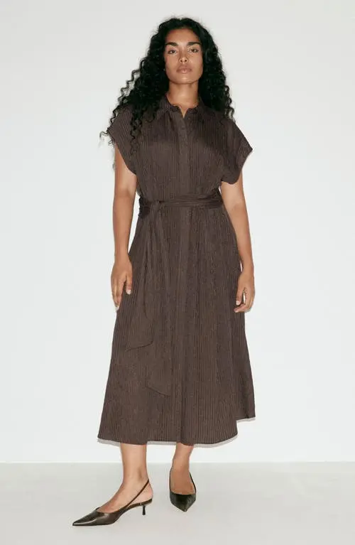 Mango Texture Belted Shirtdress