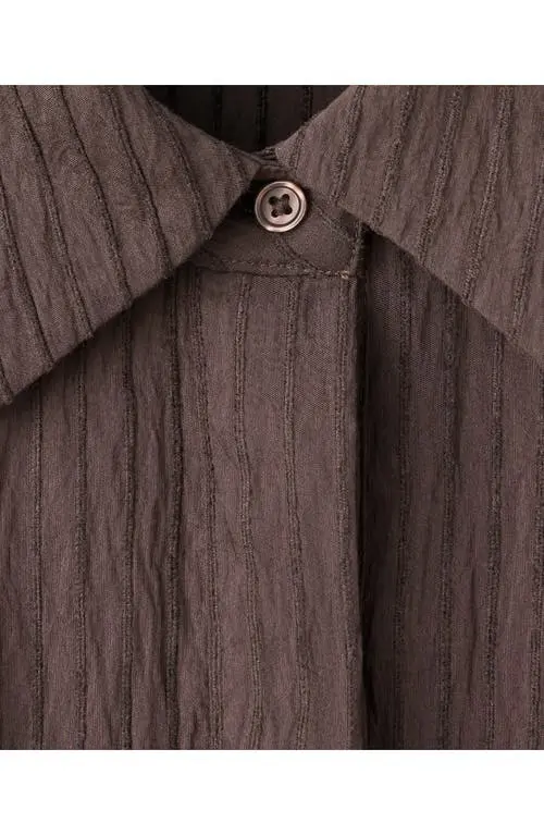 Mango Texture Belted Shirtdress