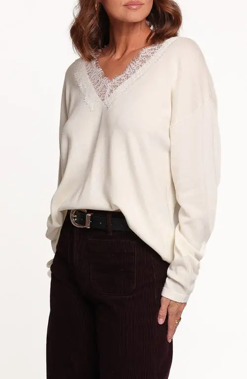 PETAL & PUP Brookes Lace V Neck Sweater