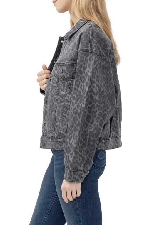SILVER JEANS CO. 90s Leopard Print Denim Trucker Jacket