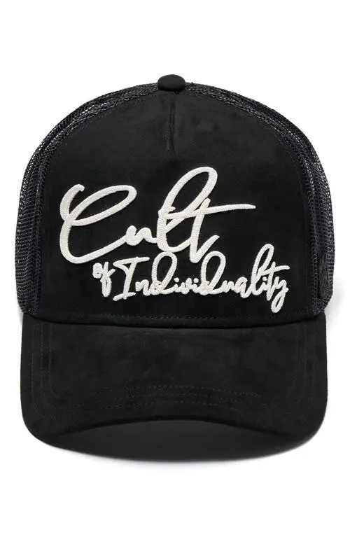 CULT OF INDIVIDUALITY Mesh Back Trucker Baseball Cap - Black