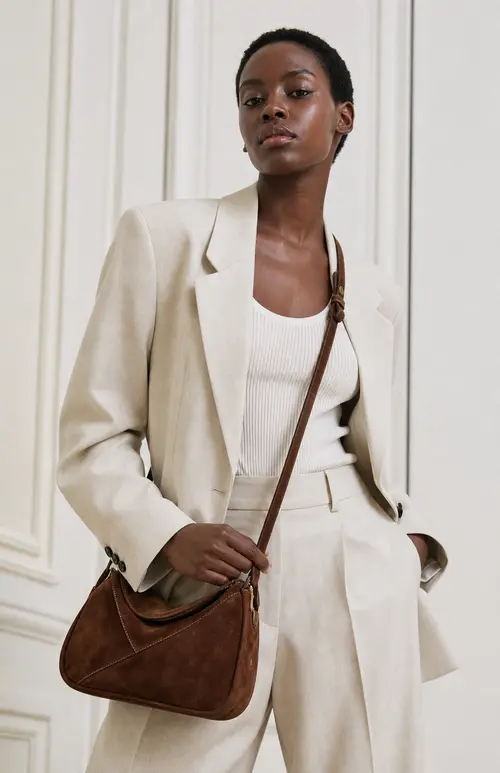 MI BOLSA LONDON Carnaby Genuine Suede Leather Shoulder Bag