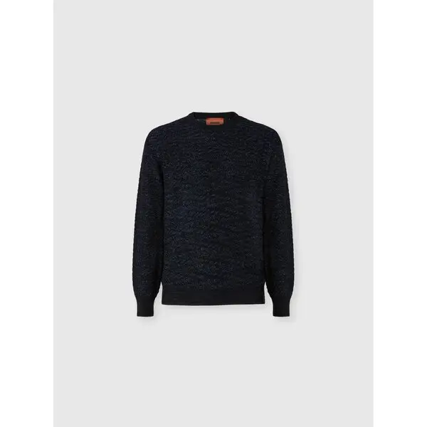 Missoni Wool And Viscose Zig Zag Crewneck Pullover - Blue