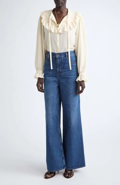 Chloé Ruffle Silk Crêpe De Chine Button-up Shirt