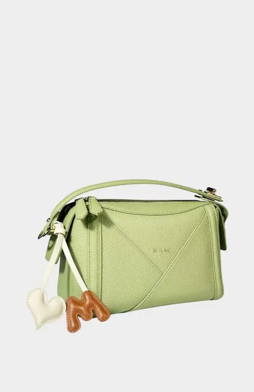 MI BOLSA LONDON Carnaby Genuine Pebble Leather Top Handle Bag - Green
