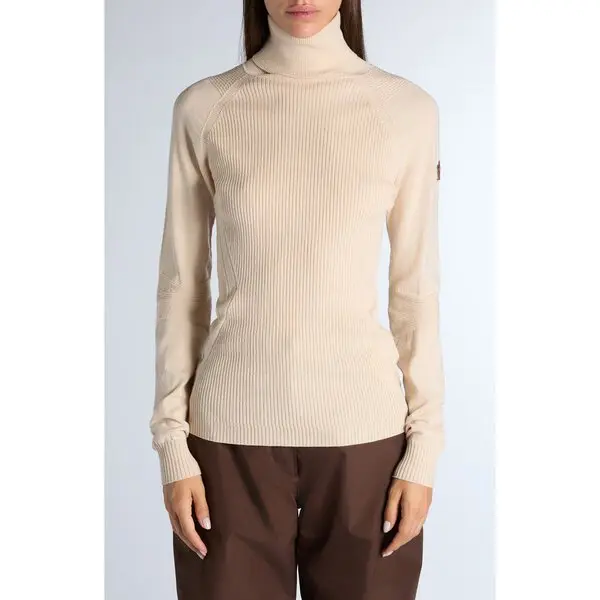 Moncler Rib Stretch Wool Turtleneck Sweater - Spanish White