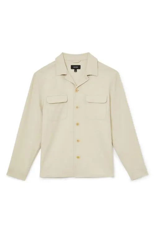 REISS Peshi Button Through Overshirt - Stone
