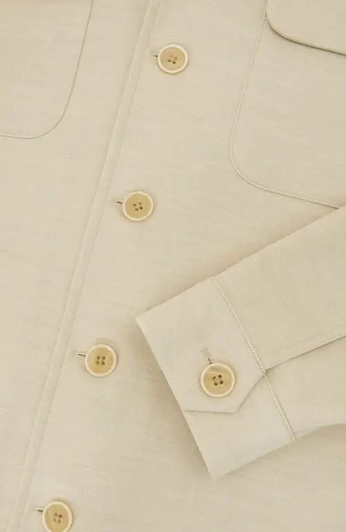 REISS Peshi Button Through Overshirt - Stone