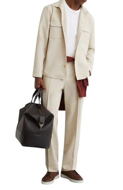 REISS Peshi Button Through Overshirt - Stone