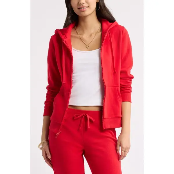 Bp. Slim Fleece Full Zip Hoodie - Red Pepper