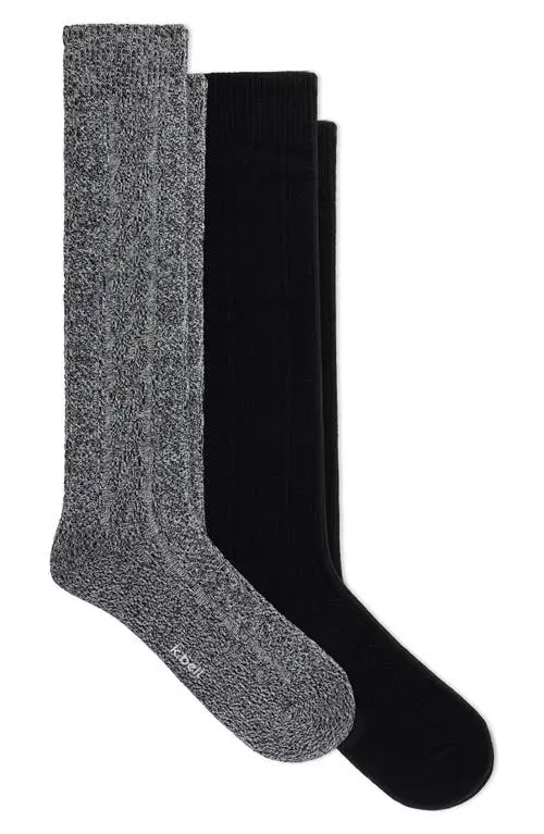 K BELL SOCKS 2-pack Chunky Cable Knit Crew Socks - Black Assorted