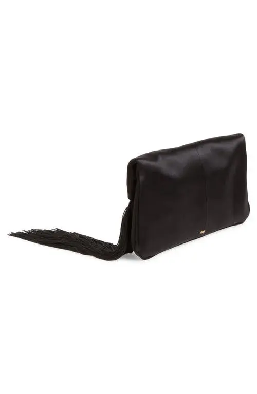 ANYA HINDMARCH Bow Fringe Satin Clutch