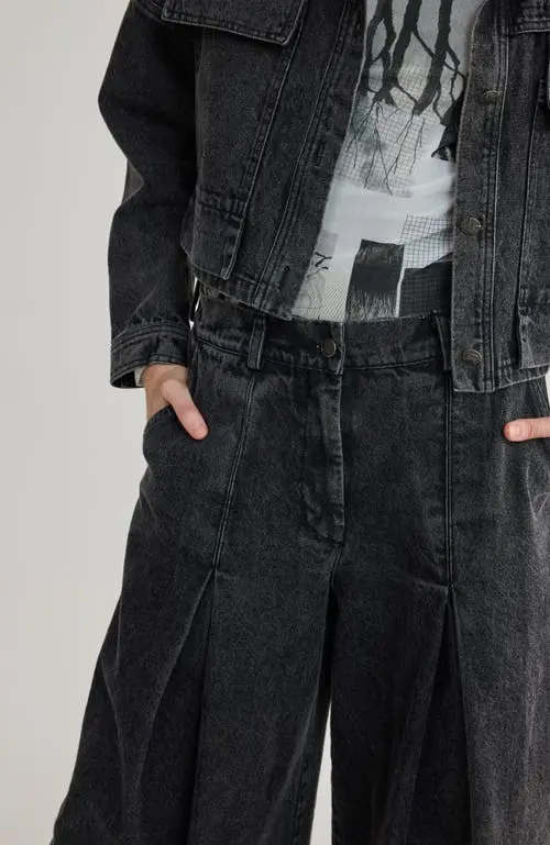 LUUKAA Raine Pleated Wide-leg Jeans