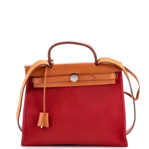 Hermès Herbag Zip Leather And Toile 31 - Red