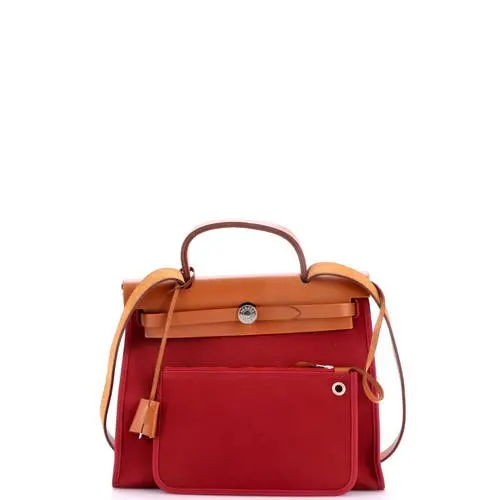 Hermès Herbag Zip Leather And Toile 31 - Red