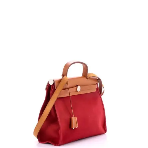 Hermès Herbag Zip Leather And Toile 31 - Red