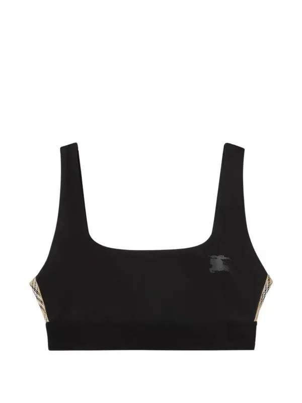 Burberry Check Trim Stretch Nylon Bra Top