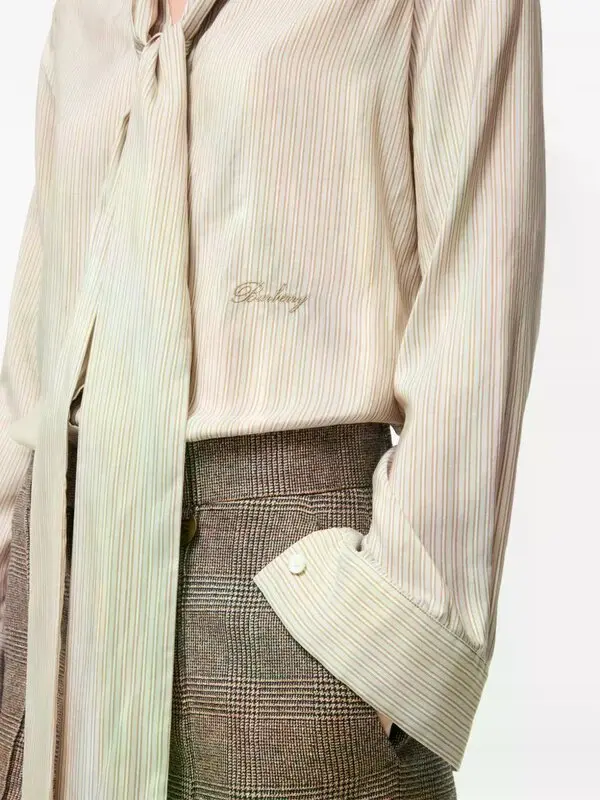 Burberry Striped Silk Scarf Blouse