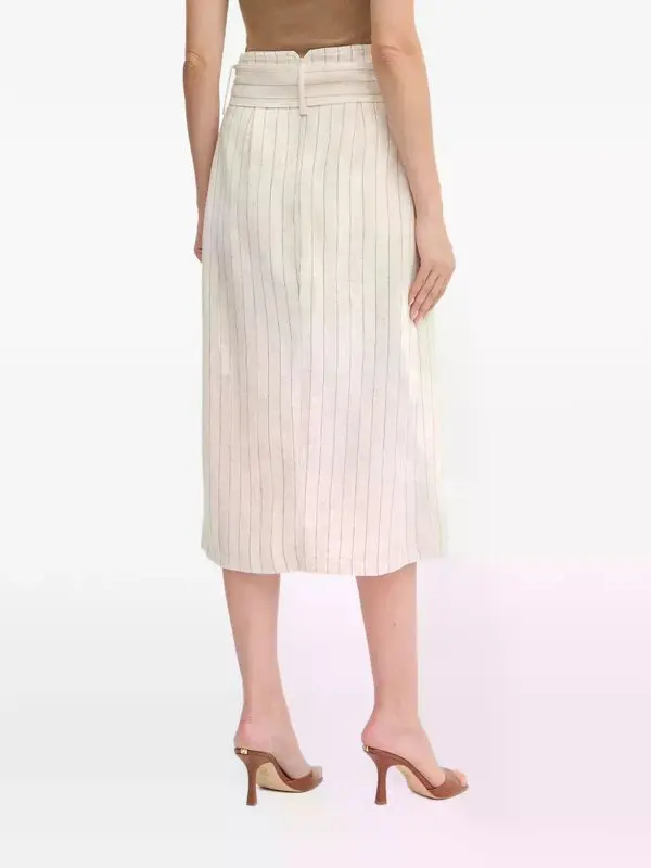 MORGAN Jriz Belted Midi Skirt - Neutrals