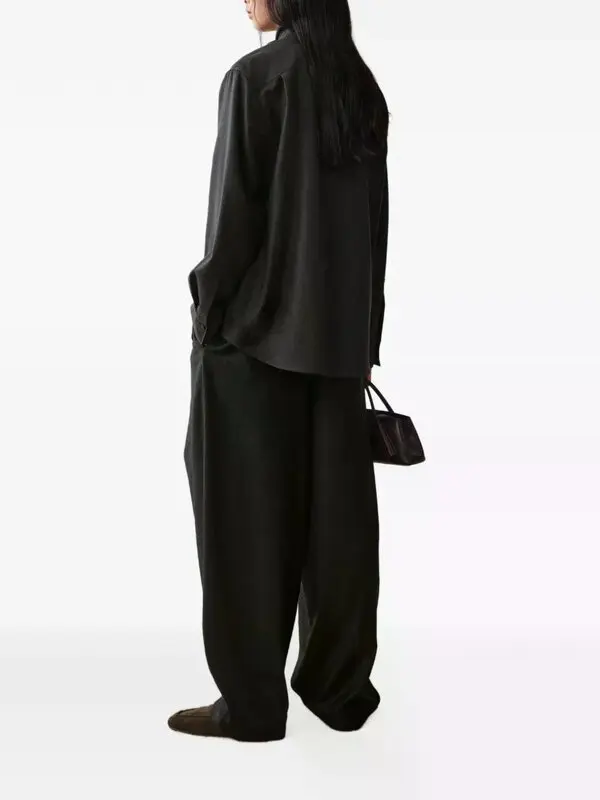 LESS Tie-neck Embroidered-logo Shirt