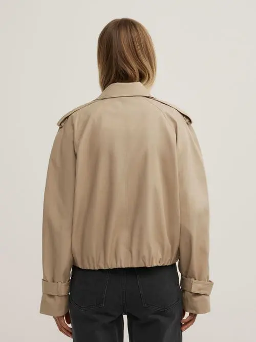 Witchery Funnel Neck Cropped Trench Coat