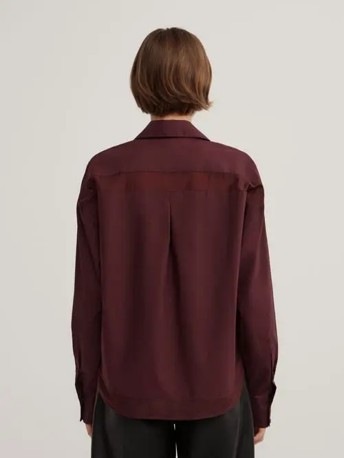 Witchery Sheer Insert Shirt - Wine